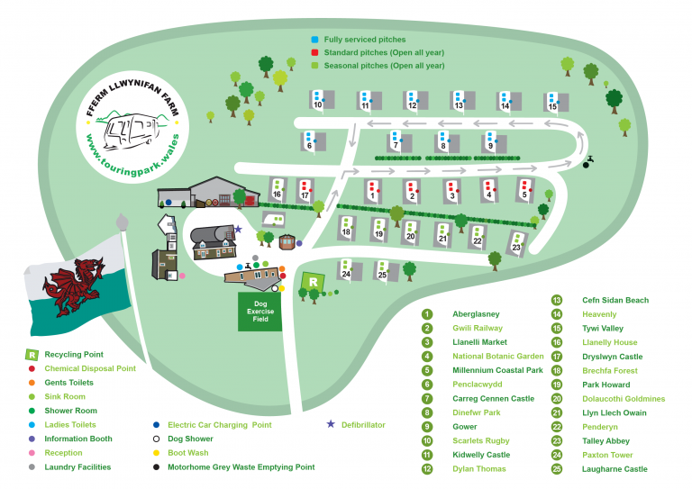 Park map. – South Wales Touring Park
